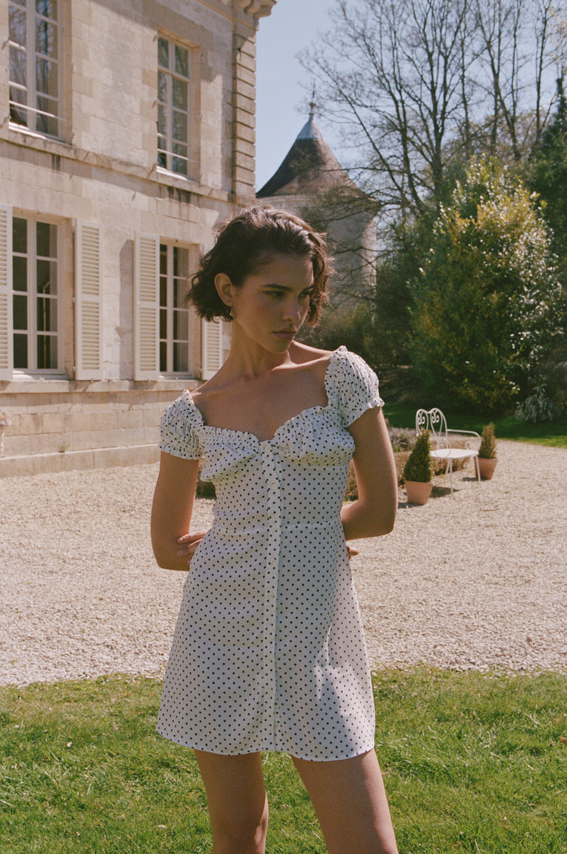 Isabelle Dress | White Polka Dot – With Jéan