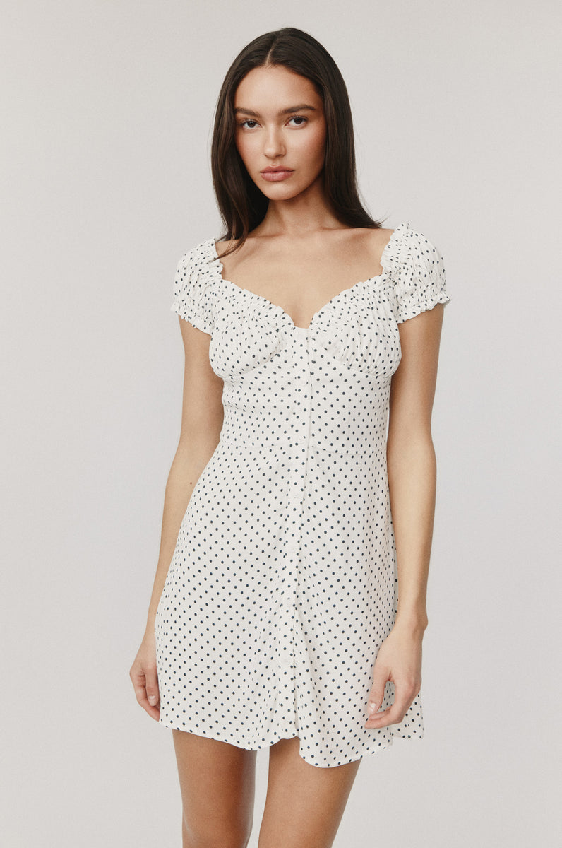 Isabelle Dress | White Polka Dot – With Jéan